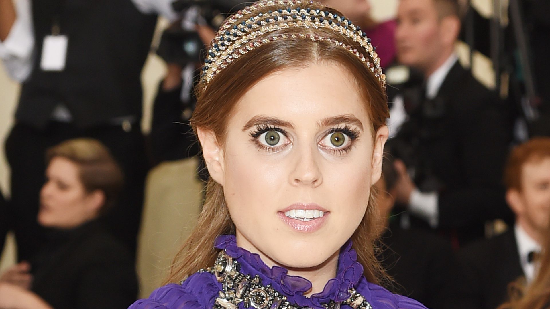 Princess Beatrice, 11, can't stop smiling in cute satin wedding guest ...