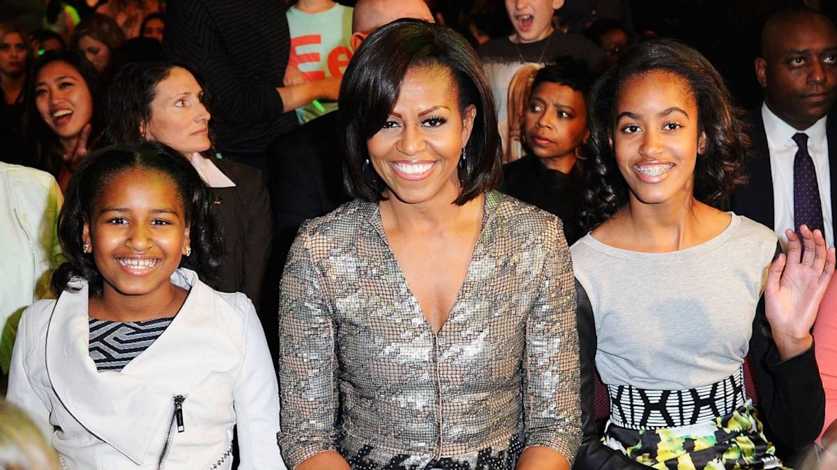 Michelle Obama looks identical to daughters Sasha and Malia in rare ...