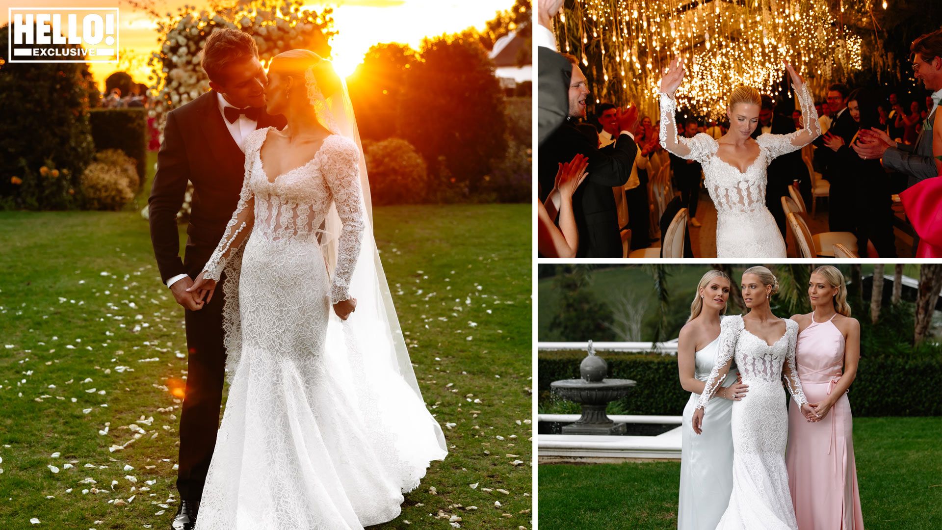 Lady Amelia Spencer glows in two bridal gowns for sunset wedding ...
