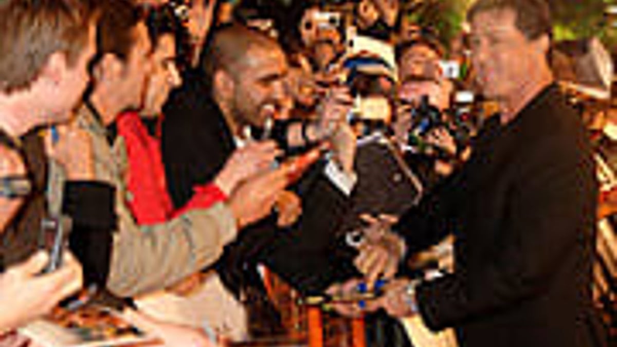 Enthusiastic welcome for Sly as he presents 'Rambo' in | HELLO!