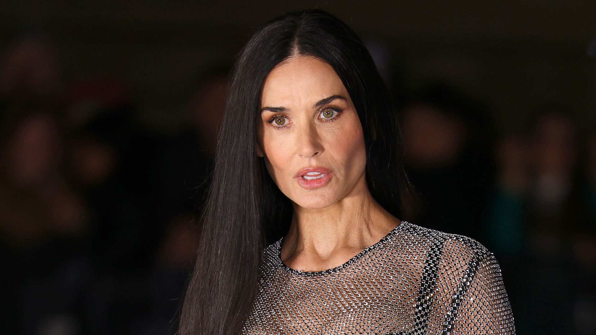 Demi Moore, 61, is a diamond in Milan wearing glittering sheer gown and ...