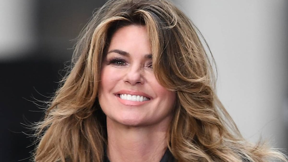 Shania Twain plunges into the swimming pool wearing cowboy hat in ...
