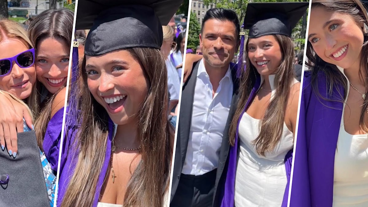 Kelly Ripa's blue-eyed daughter steals the show on graduation day - see ...