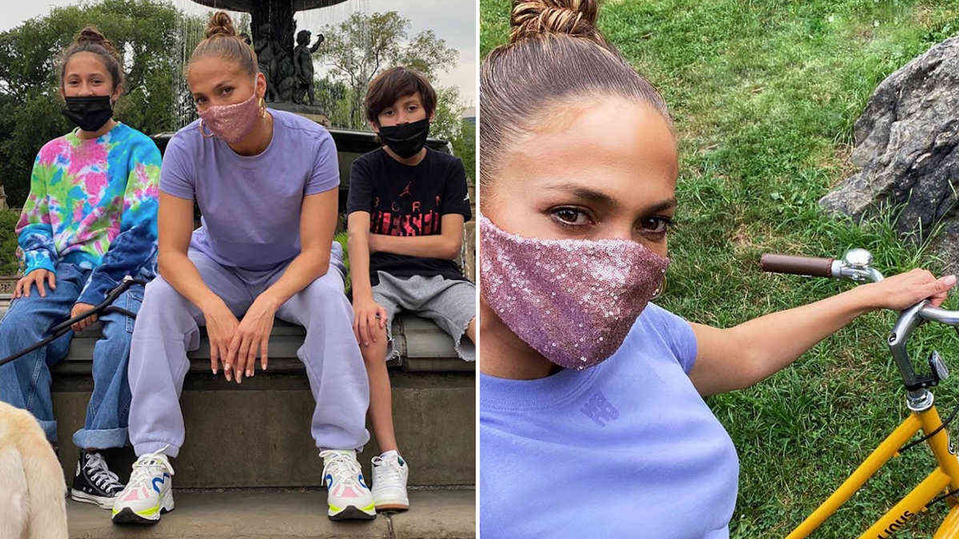 Jennifer Lopez wore the most JLo pink sequin face mask ever - and it's ...