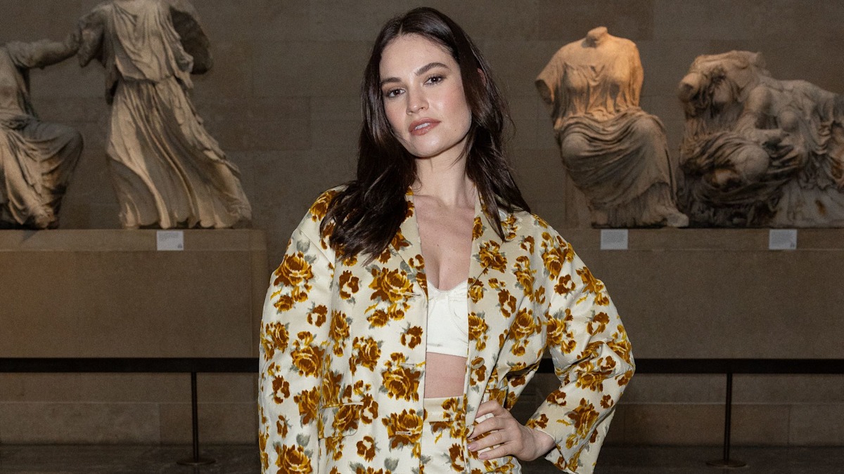 Lily James brings party energy to Prada in a high-drama fringe ensemble | HELLO!