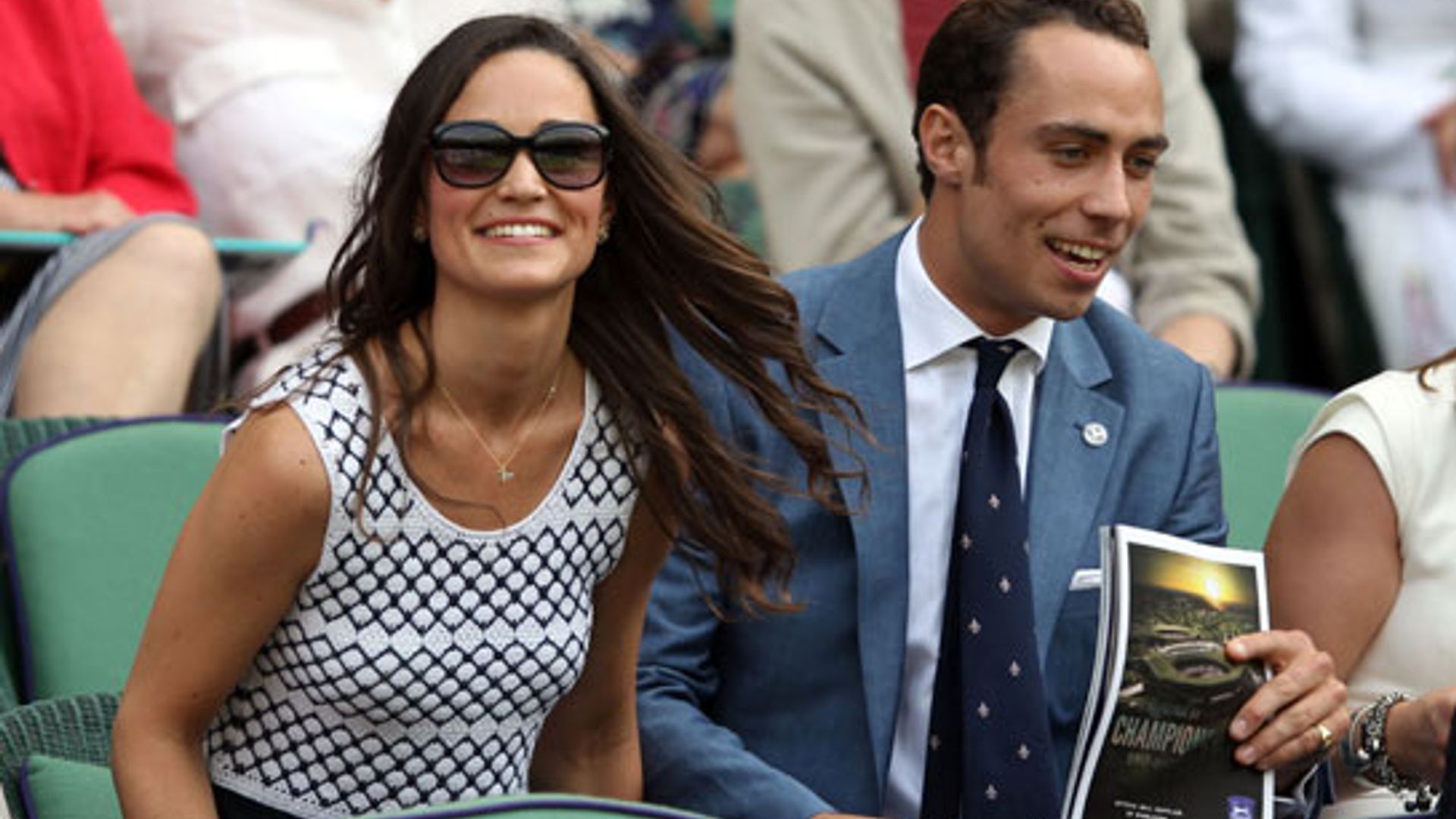 Pippa Middleton watches Andy Murray from the royal box at Wimbledon ...