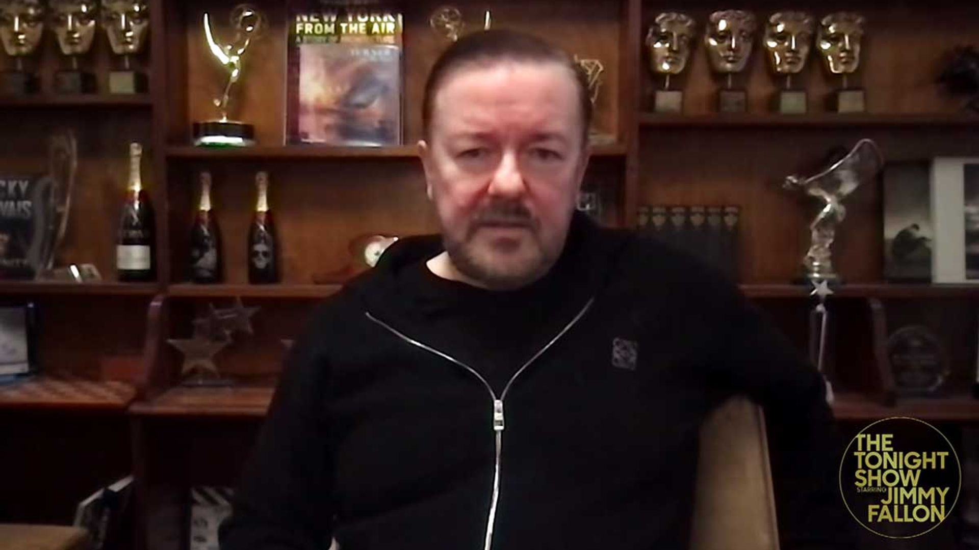 Ricky Gervais shows off new addition to family on The Tonight Show ...