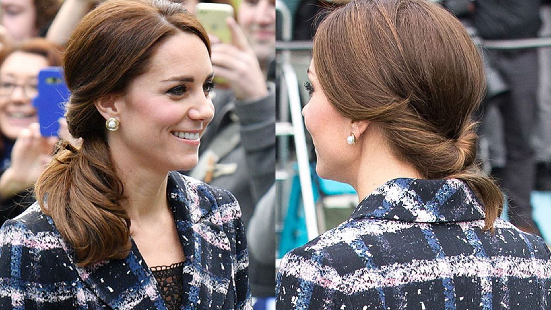 Kate Middleton opts for a ponytail with a twist during Manchester visit ...
