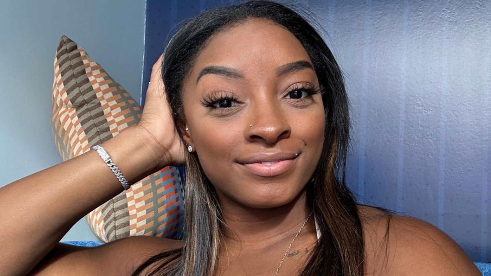 Simone Biles glows in thigh-split beaded dress for lavish bridal shower ...