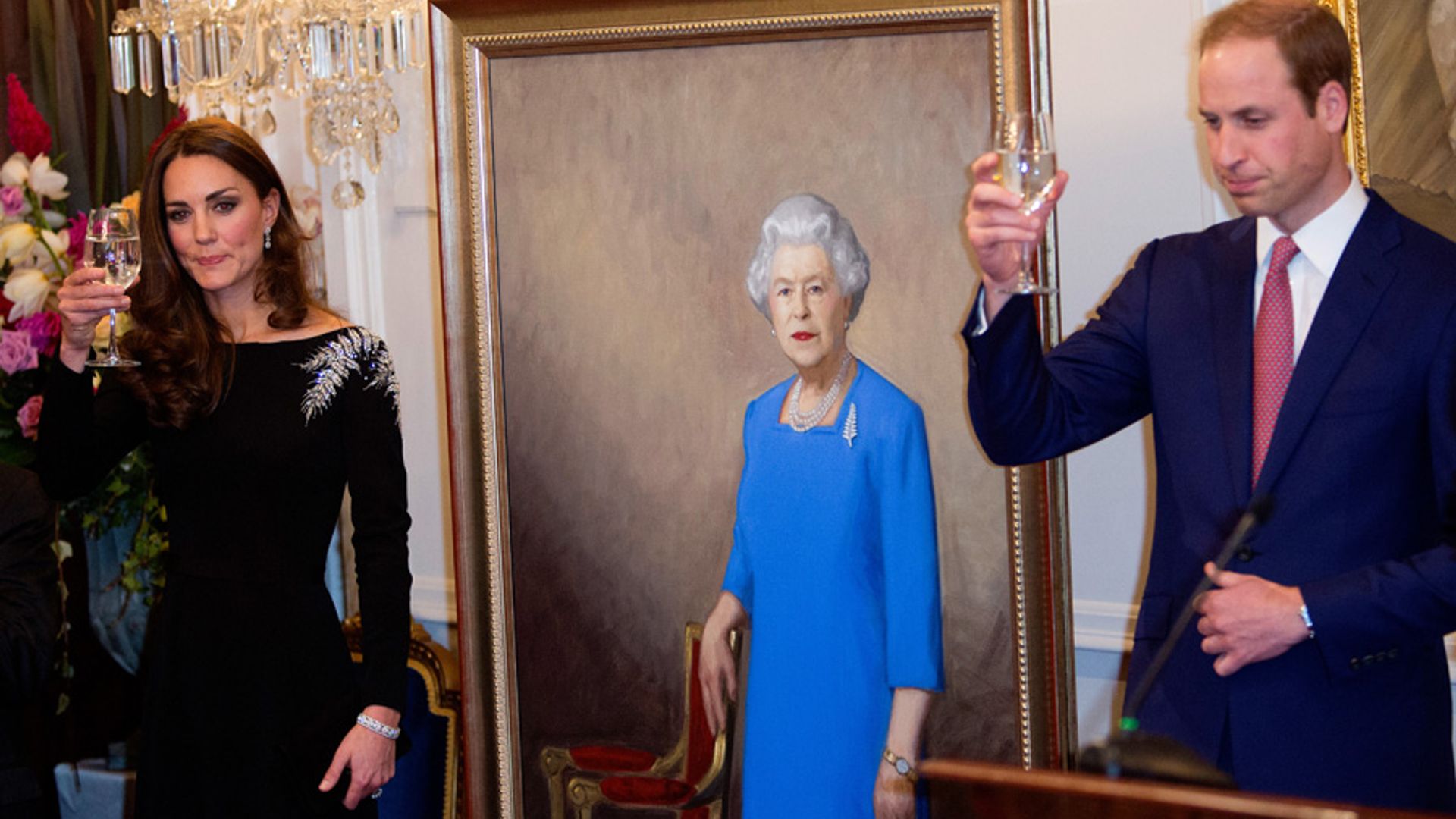 Prince William and Kate Middleton unveil portrait of the Queen | HELLO!