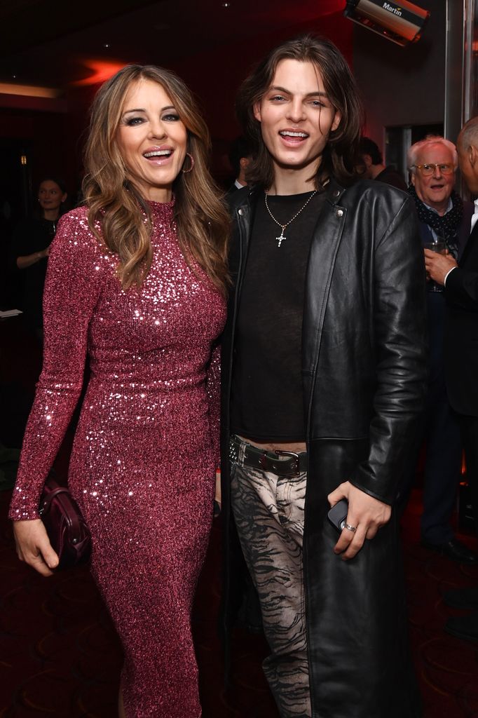 Elizabeth Hurley, 59, glitters in Barbie pink bodycon dress for night ...