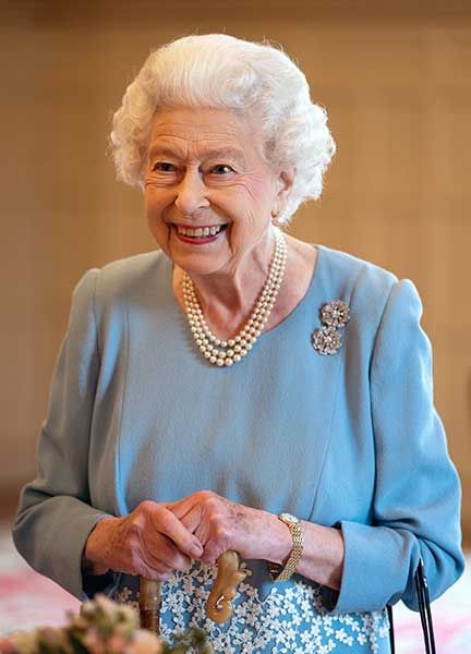 The Queen looks chic in blue to host celebratory tea party as she ...