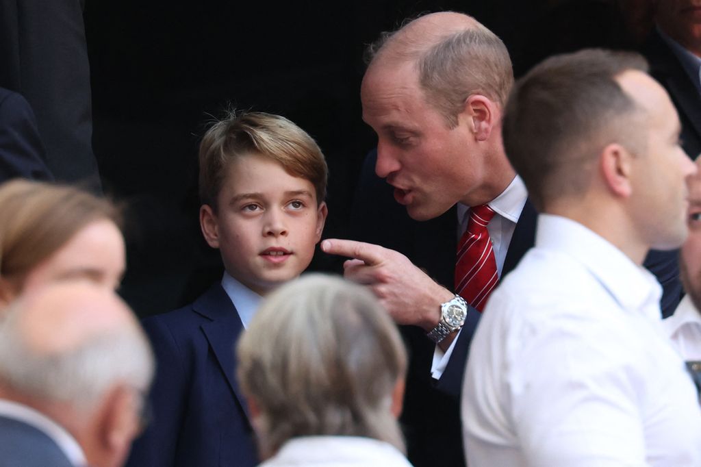Prince George smiles from ear to ear as he joins Prince William to ...