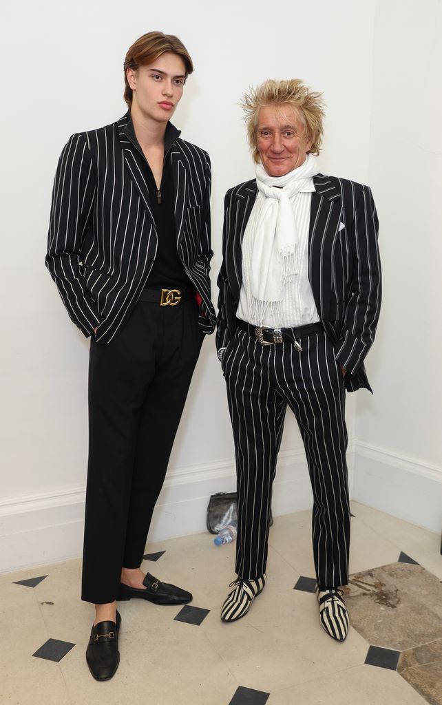 Rod Stewart's model son Alastair towers above him in matching jacket ...