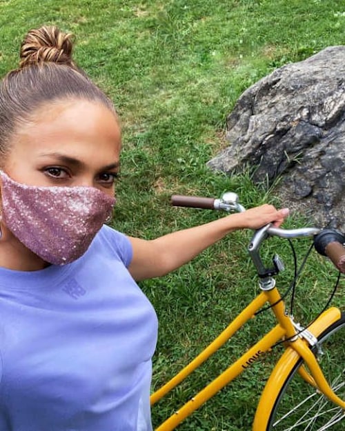 Jennifer Lopez wore the most JLo pink sequin face mask ever - and it's ...