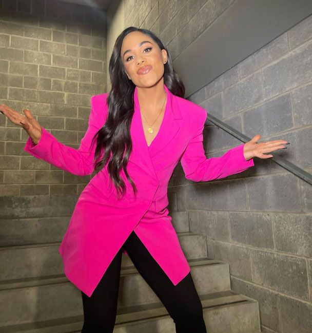 Alex Scott surprises in V-neck mini dress - and most daring platform ...