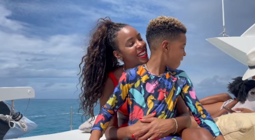Kelly Rowland's nine-year-old son, Titan, towers over her as they ...