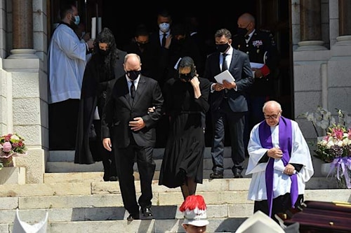 Royal funeral: Prince Albert of Monaco leads masked mourners at family ...