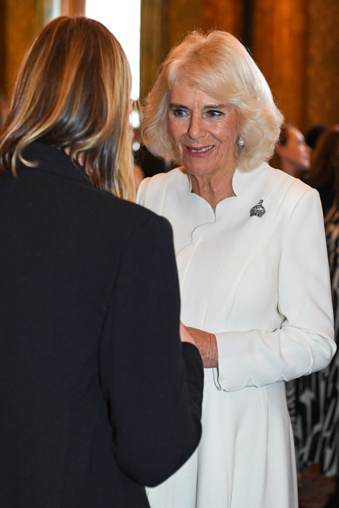 Queen Camilla is a vision in serene all-white look for palace reception ...