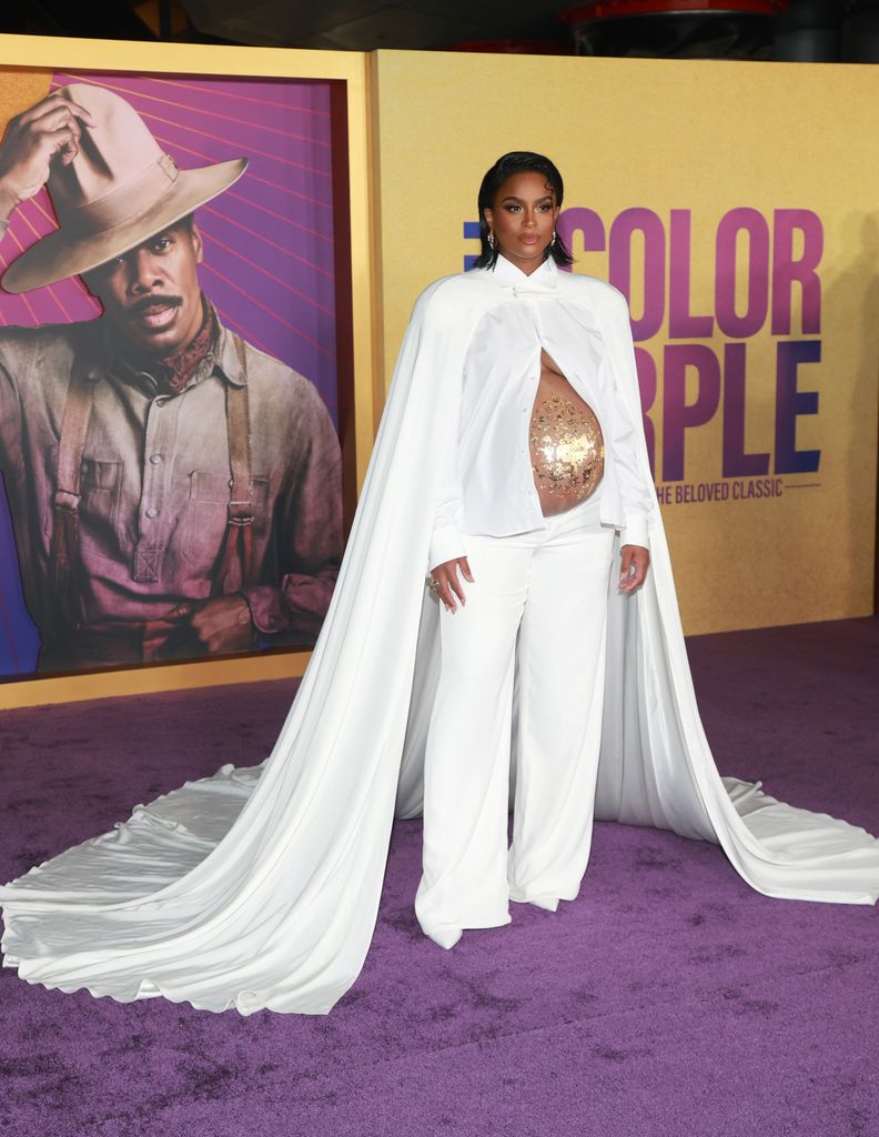 Pregnant Ciara flaunts gold-painted baby bump and looks like a goddess ...