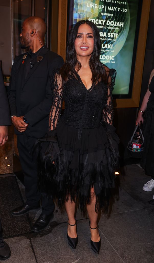 Salma Hayek just wore her most daring look to date and it’s all about the feathers | HELLO!