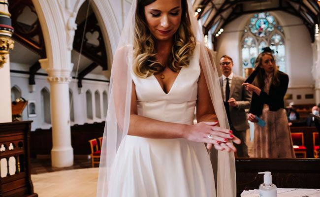 Covid-19 bride's genius wedding day solution – see photo | HELLO!