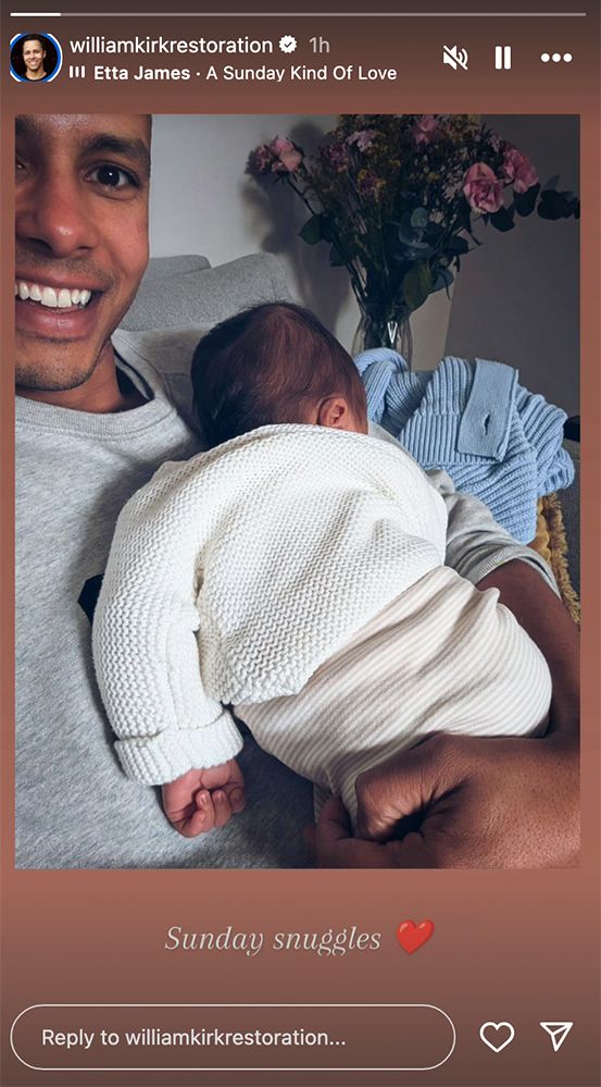 The Repair Shop's Will Kirk beams with pride as he snuggles newborn son ...