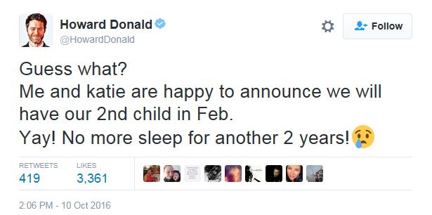 Howard Donald shares baby news | HELLO!