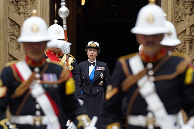 Princess Anne looks flawless in gorgeous suit complete with bowtie ...