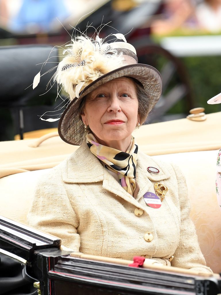Princess Anne is a vision of colour in the brightest printed jacket and ...