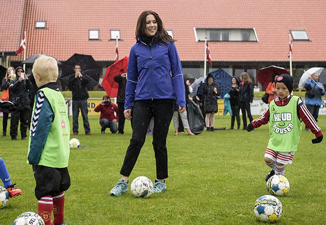 Crown Princess Mary of Denmark plays football with kids | HELLO!