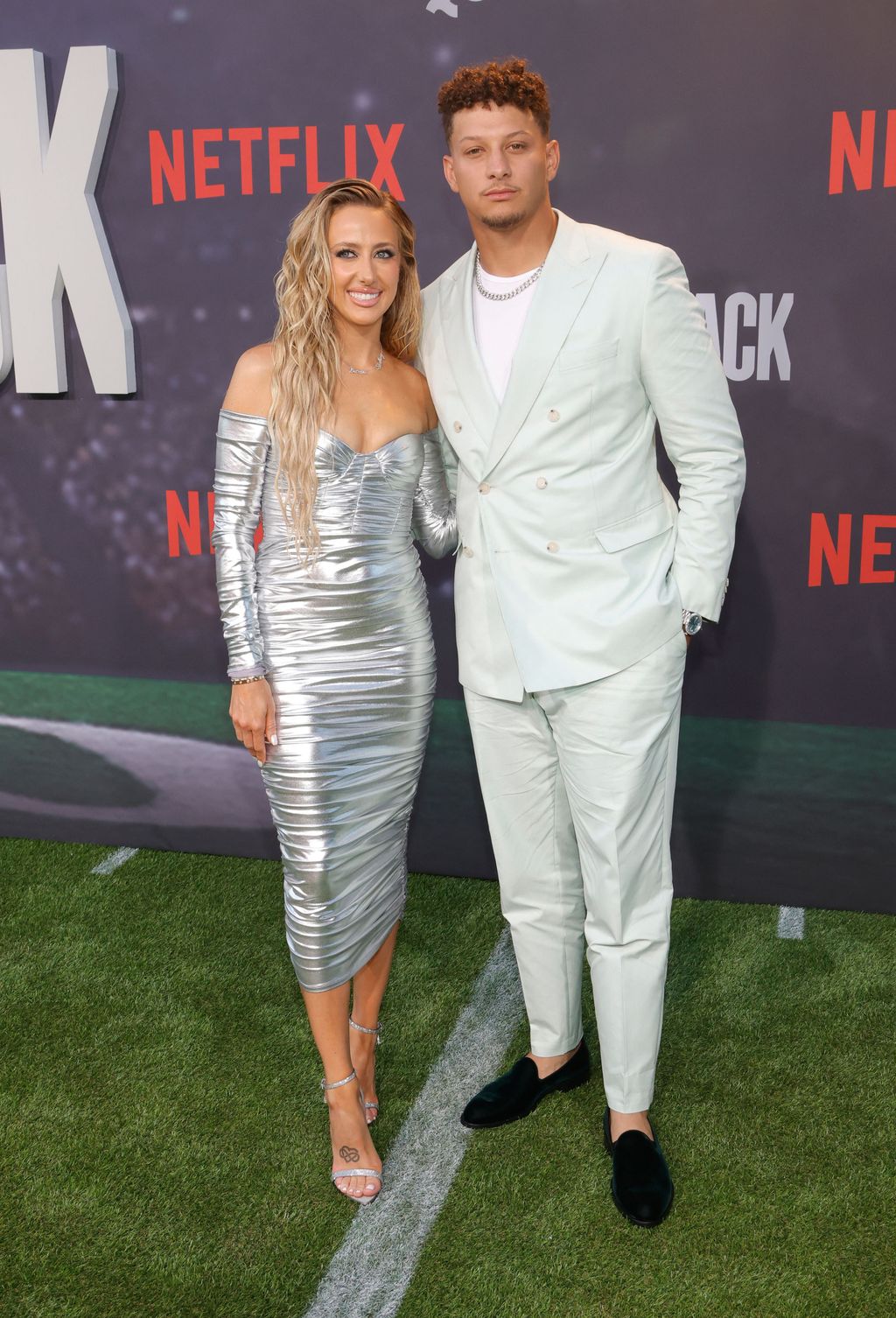 Patrick Mahomes' wife Brittany steals the show in tight silver dress at ...