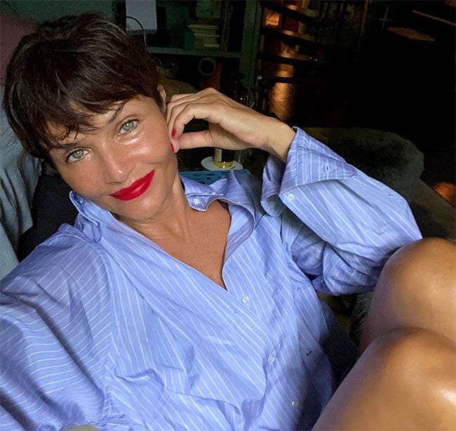 Helena Christensen makes a strong case for a red matte lipstick | HELLO!