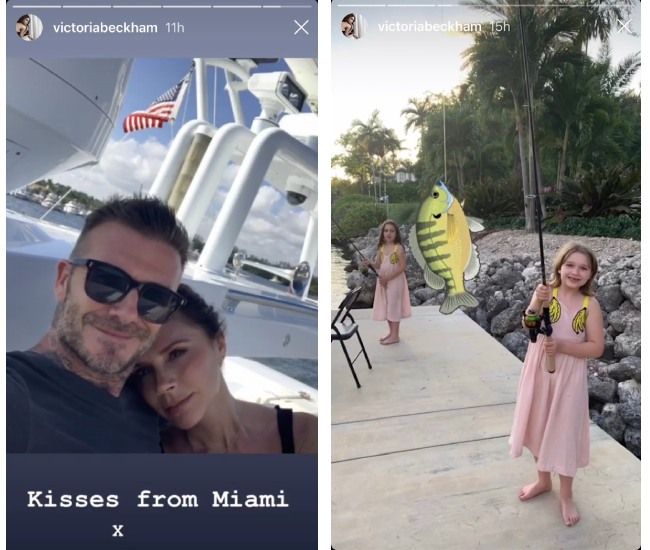 David and Victoria Beckham cosy up in the pool during family holiday to ...