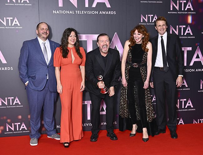 Ricky Gervais reveals new project during NTAs appearance with partner ...
