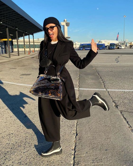 Demi Moore Dons Figure Hugging Plunging Jumpsuit In Eye Catching New