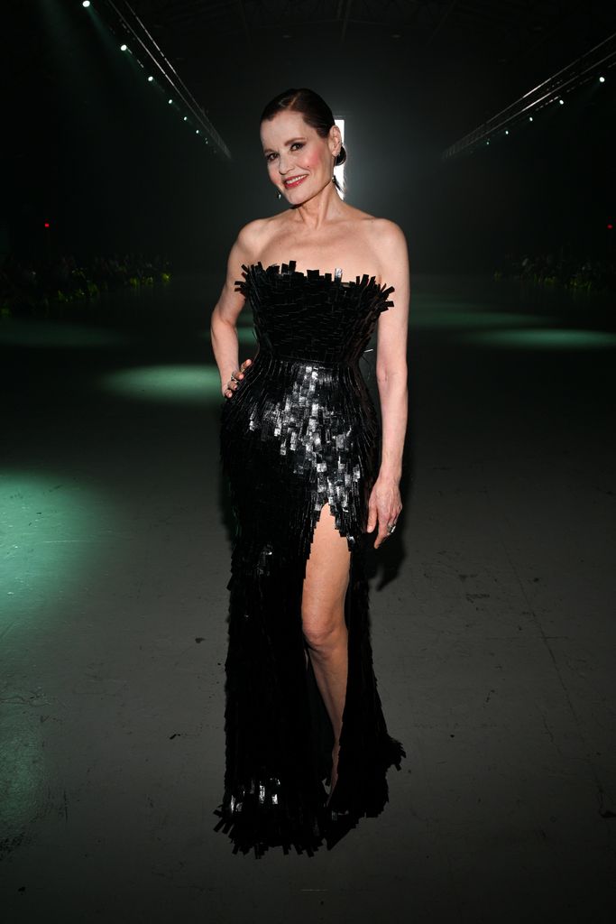 Geena Davis, 67, showcases incredible figure in daring thigh-split gown ...