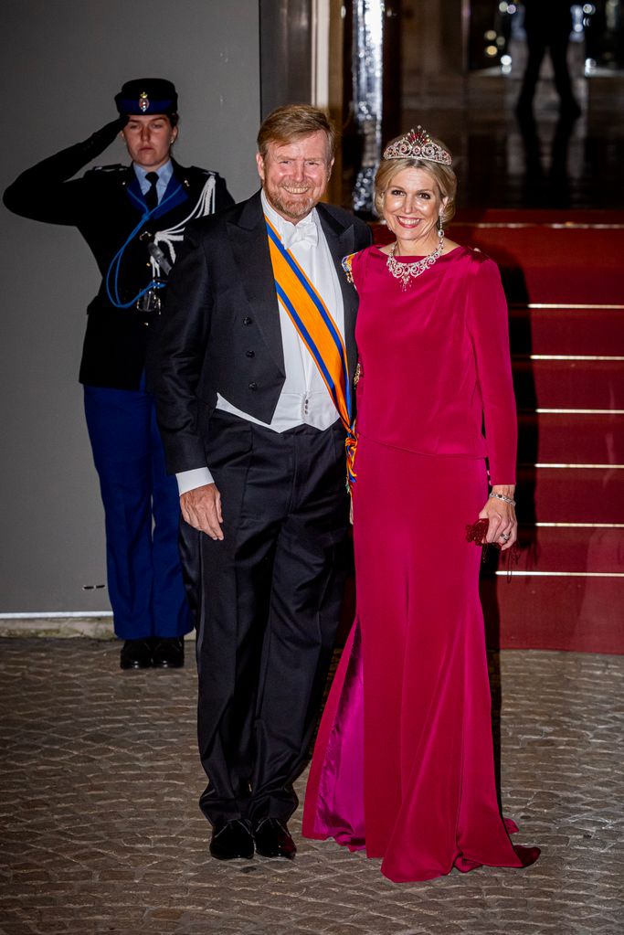 Queen Máxima dazzles in majestic tiara and satin thigh-split gown | HELLO!