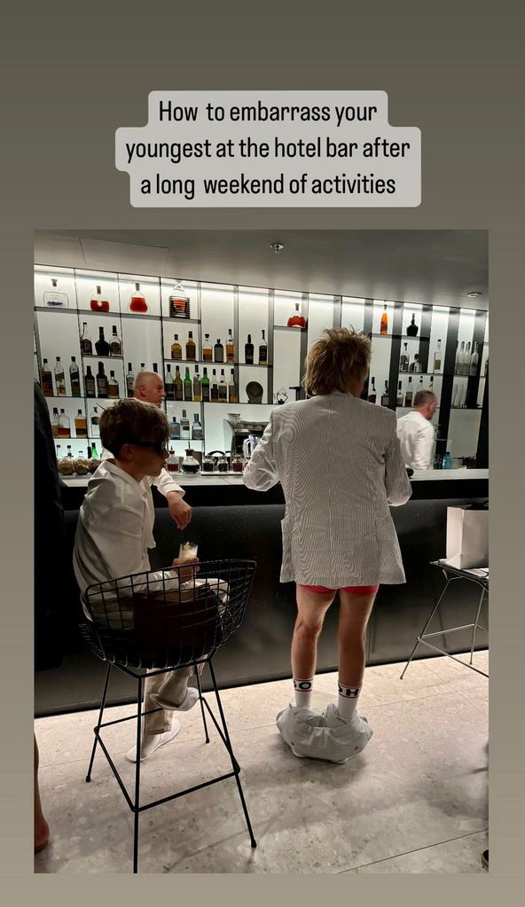 Rod Stewart surrounded by four lookalike sons and gorgeous dancer ...