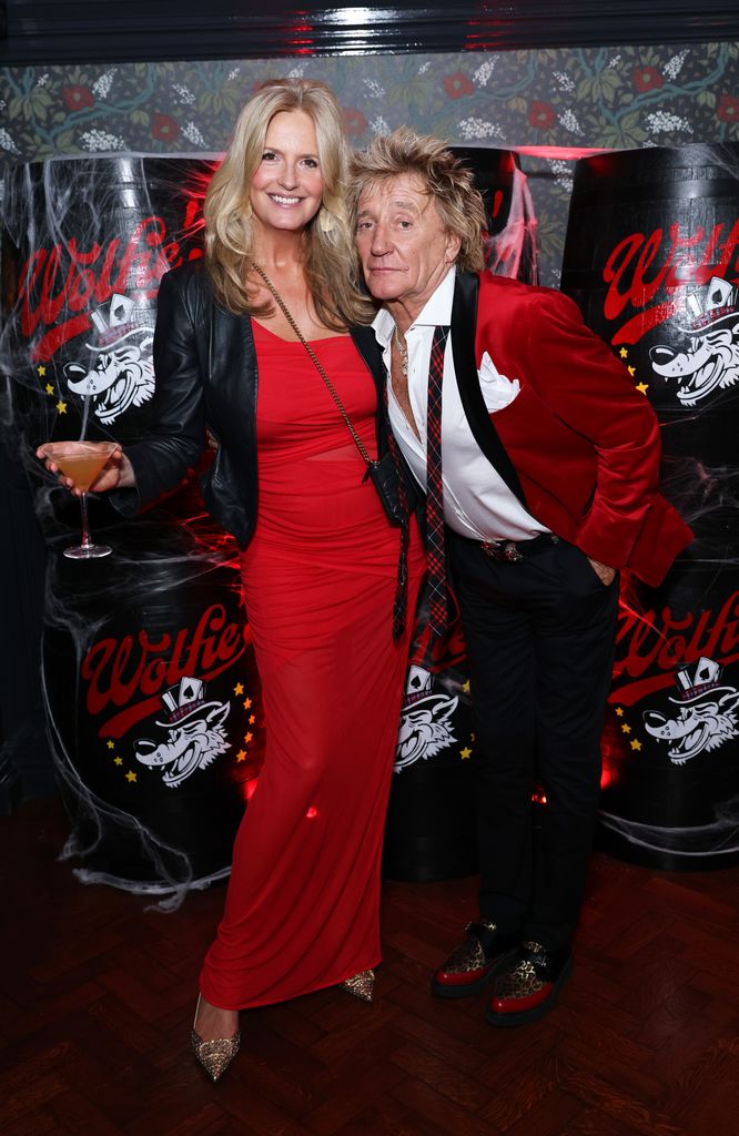 Penny Lancaster looks fabulous in fiery red leg-split dress for party ...