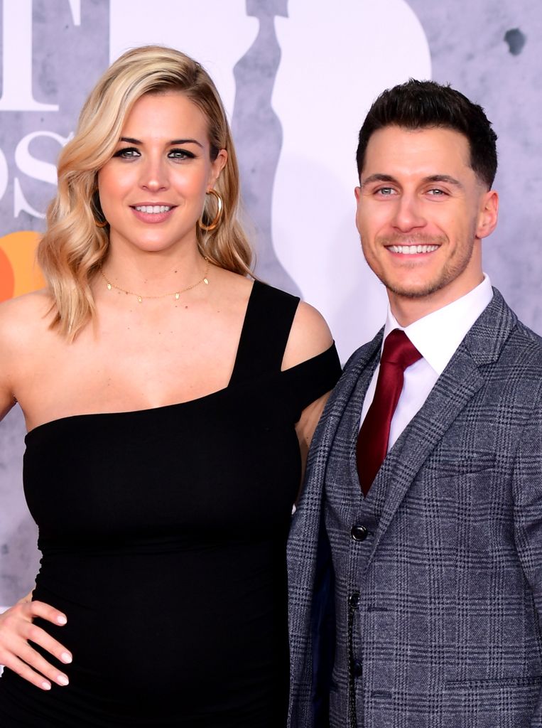 Gemma Atkinson showcases bare baby bump in mesh bra ahead of due date ...