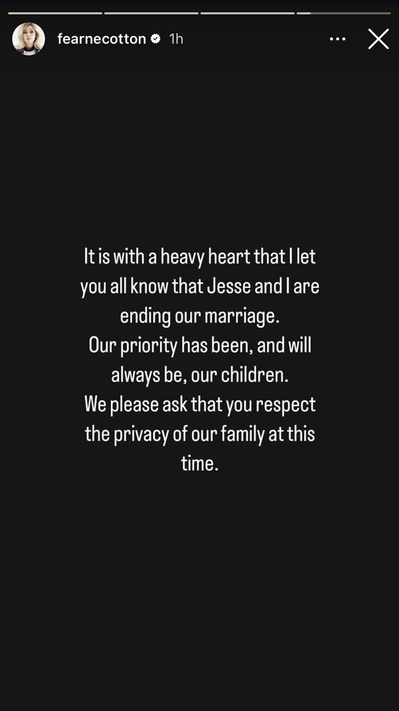 Fearne Cotton announces split from husband Jesse Wood: 'It is with a heavy heart' | HELLO!