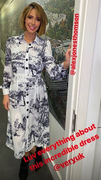 The One Show's Alex Jones just wore a Very shirt dress with a jazzy ...