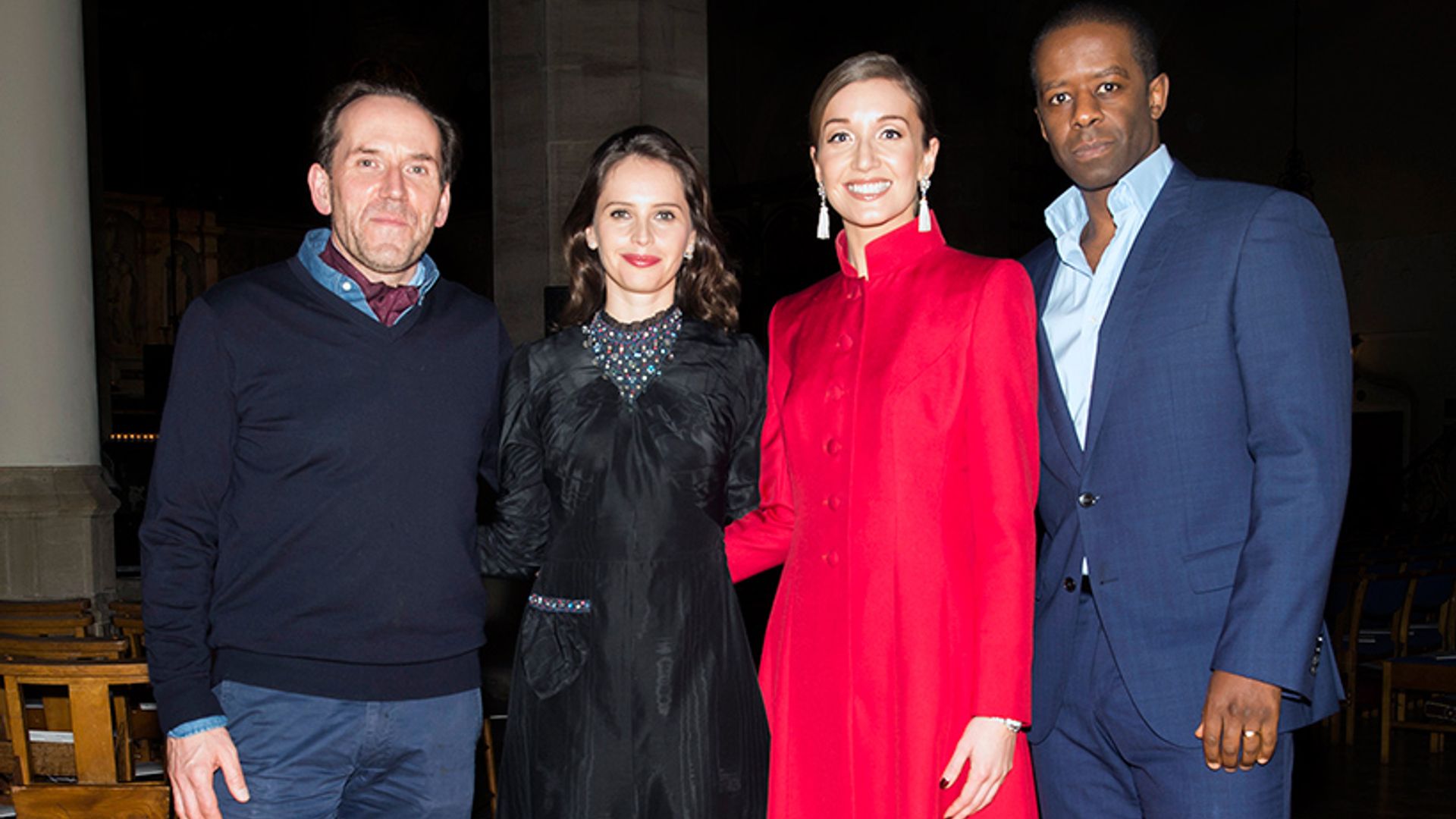 Felicity Jones and fiancé Charles Guard attend carol concert | HELLO!