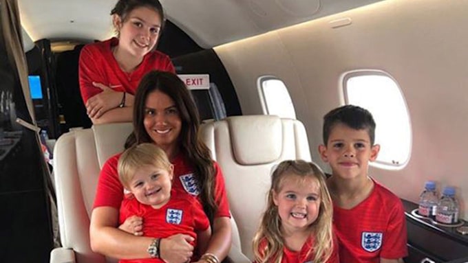 Rebekah Vardy touches down in style to support husband Jamie at World ...