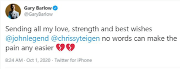 Gary Barlow leads celebrity condolences to Chrissy Teigen and John ...