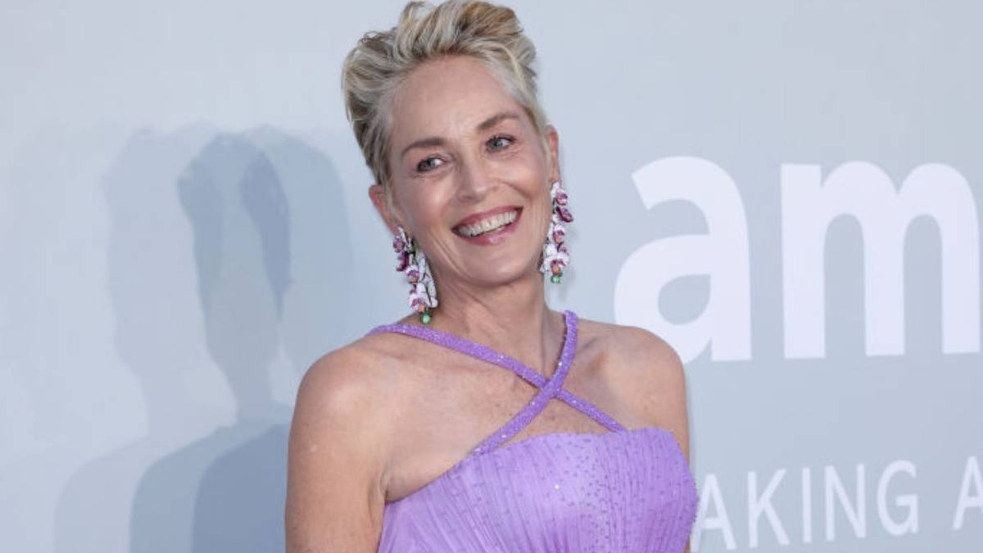 Sharon Stone looks out of this world in plunging silver swimsuit | HELLO!