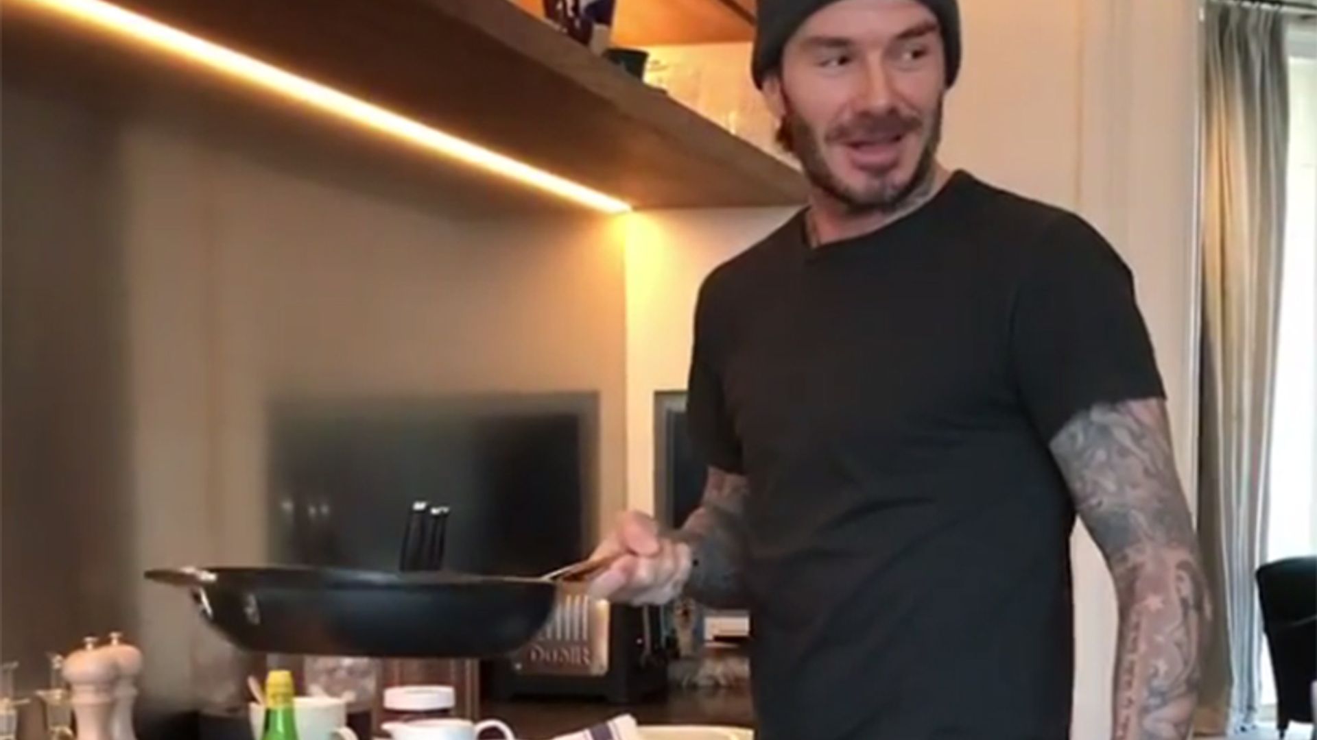 David Beckham makes pancakes for family: watch | HELLO!