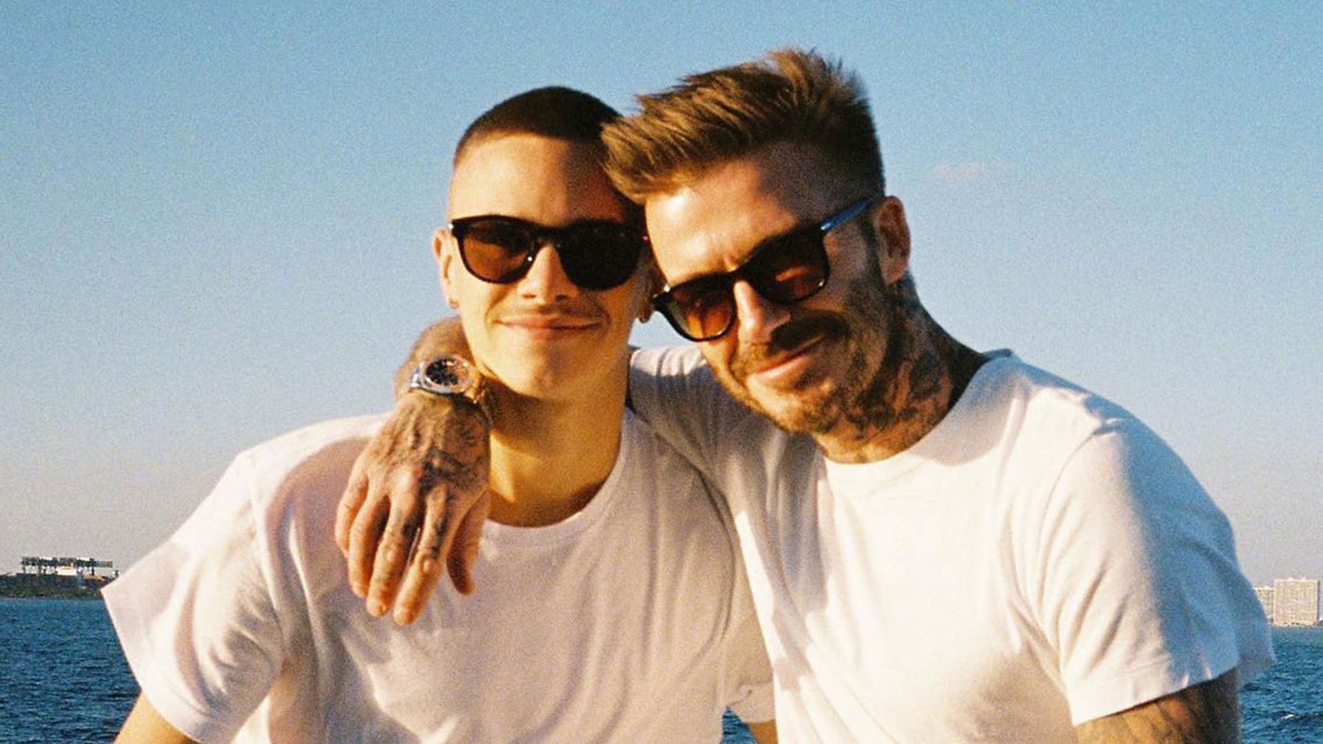 Romeo and David Beckham twin in matching leather outfits | HELLO!