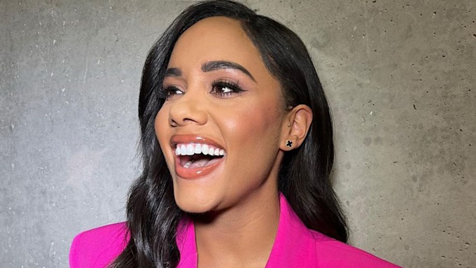 Alex Scott shows off her daring side in Baywatch-red swimwear - watch ...